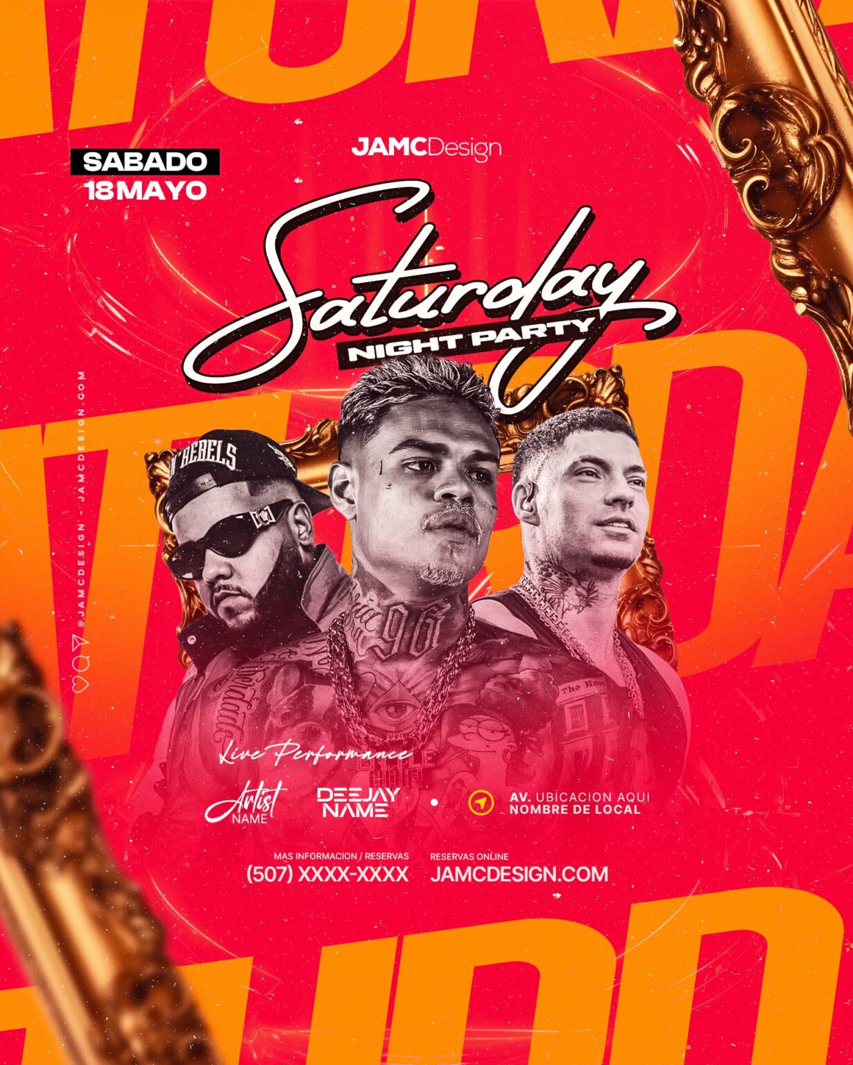 Saturday Night Party Flyer PSD Template - JAMC Design