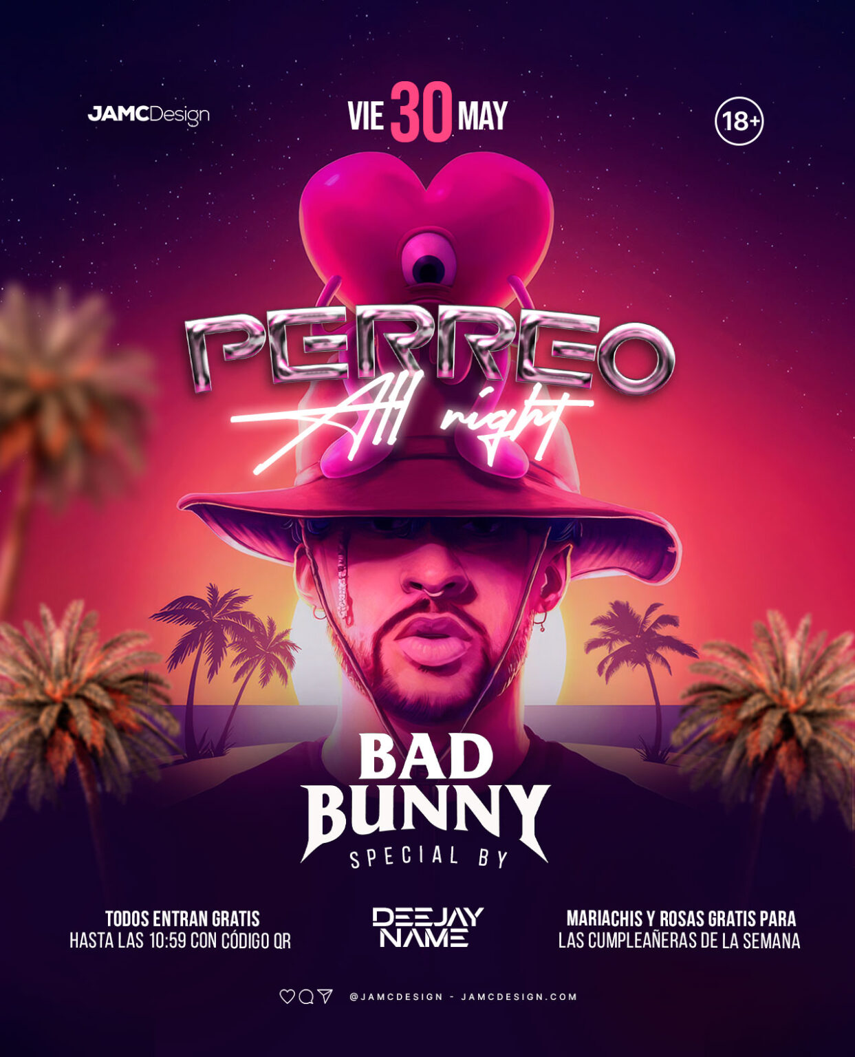 Perreo Party Flyer PSD Template - JAMC Design